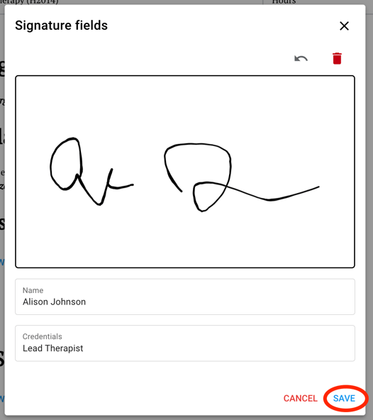 Signatures on Treatment Plans