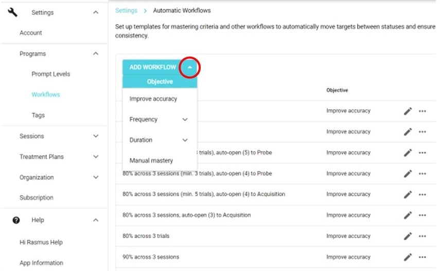 How do I create a workflow for duration targets?