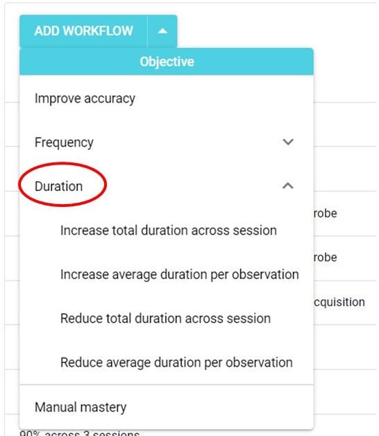 How do I create a workflow for duration targets?