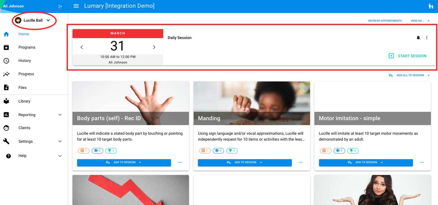 How to View Lumary Scheduled Sessions in Hi Rasmus